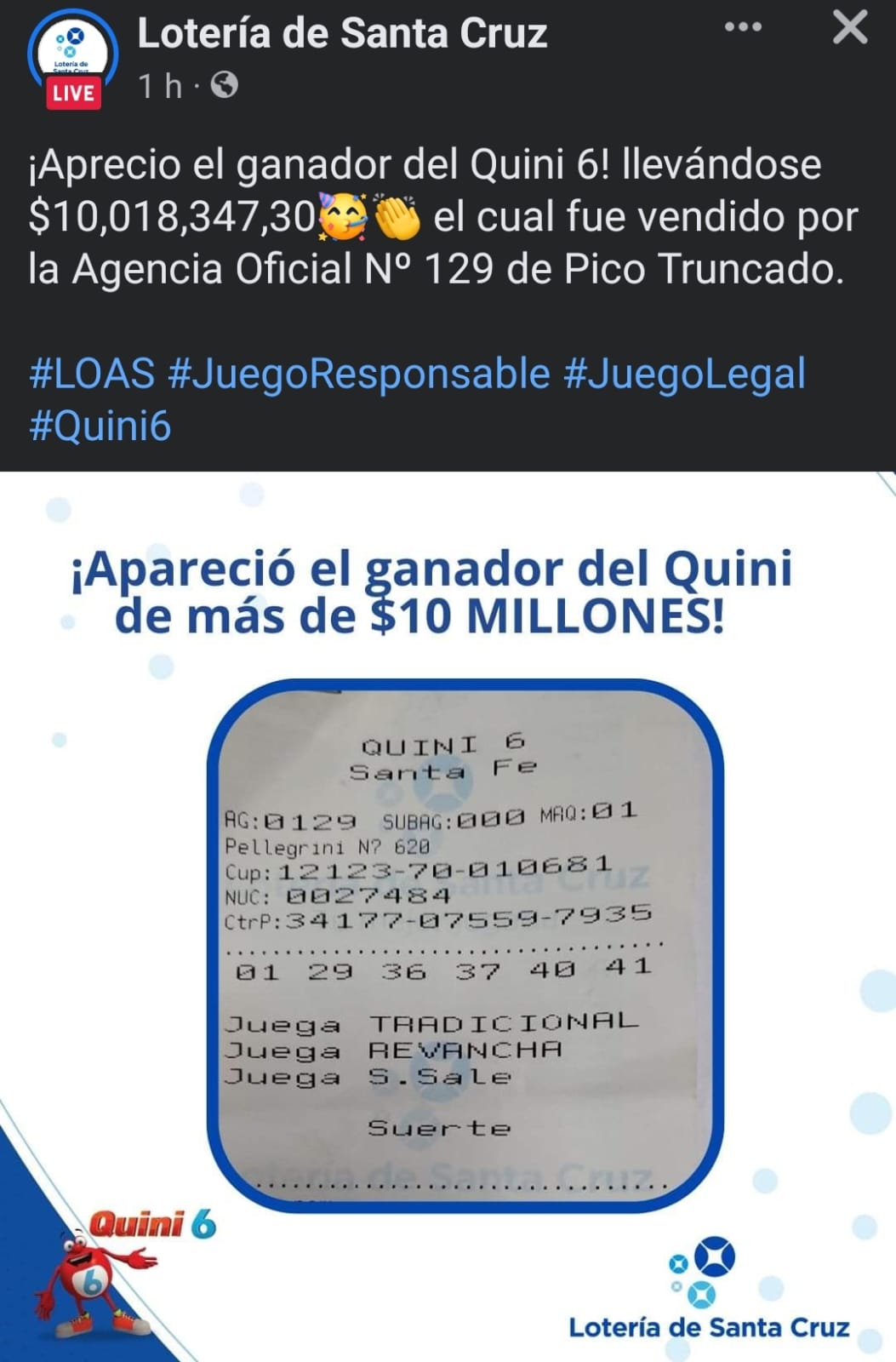 ¿quién Es El Vecino De Santa Cruz Que Ganó Los 10 Millones Del Quini 6