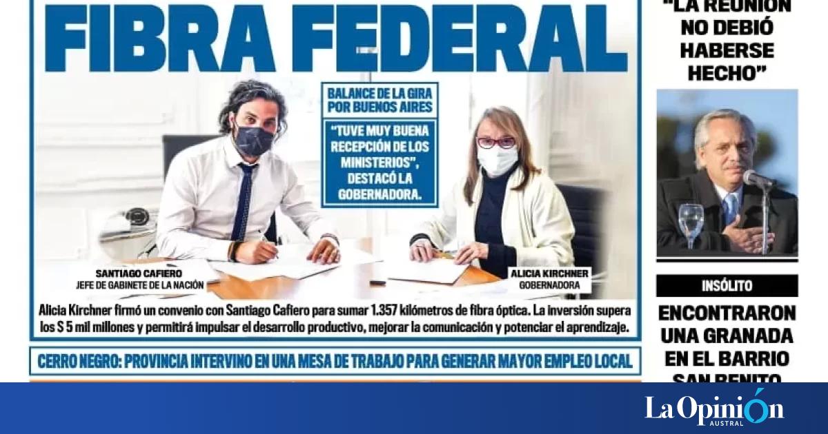 Diario La Opinión Austral tapa edición impresa del 14 de agosto de 2021 ...