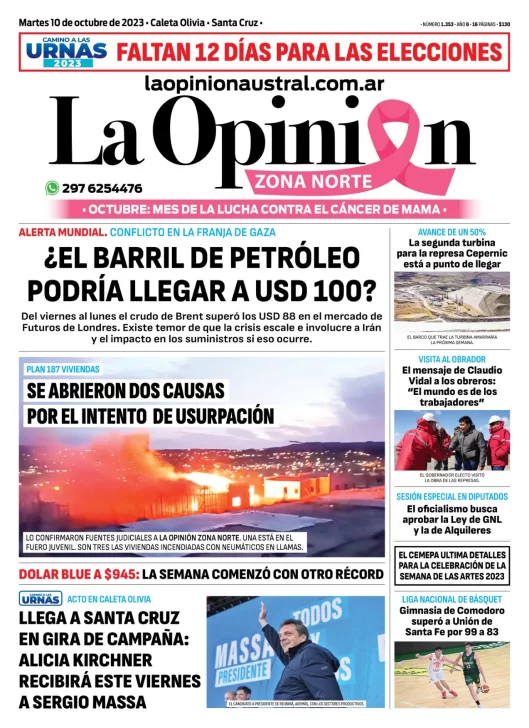 Diario La Opinión Zona Norte tapa edición impresa del martes 10 de ...