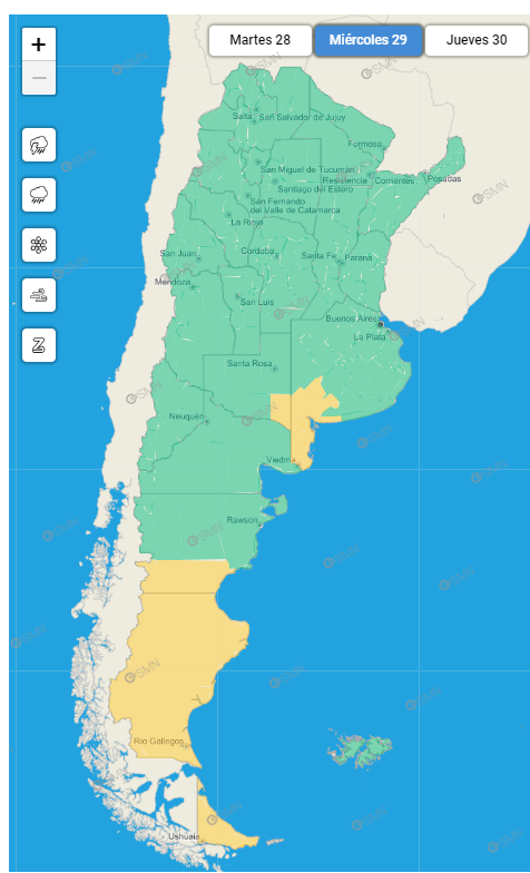 Triple alerta amarilla para la provincia de Santa Cruz | La Opinión Austral