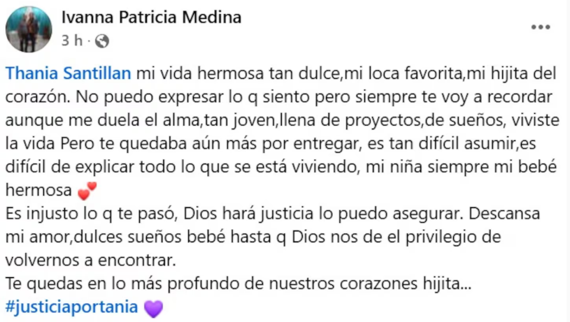 “Justicia por Thania”: el emotivo pedido de Karina La Princesita por la ...