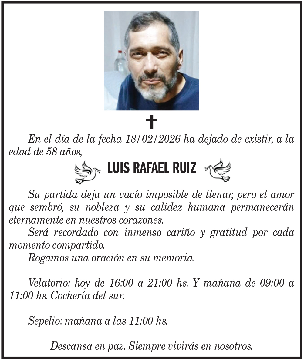 Avisos fúnebres del día 19 de febrero de 2026 | La Opinión Austral