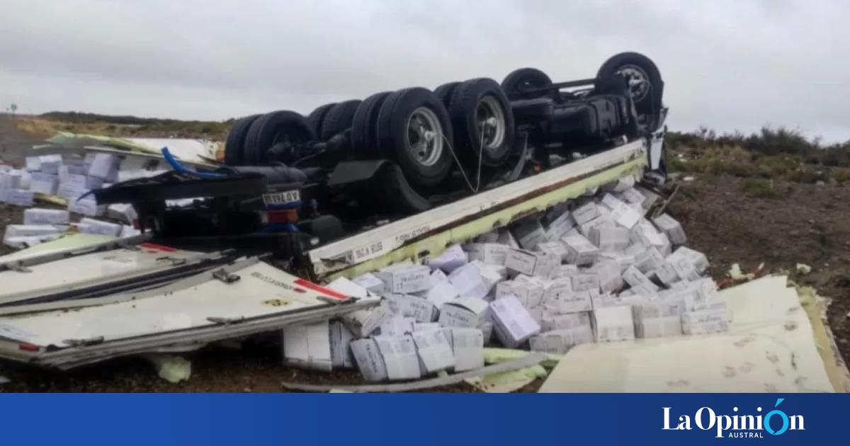 Un camión con 10 toneladas de langostino volcó por nieve y escarcha en ...