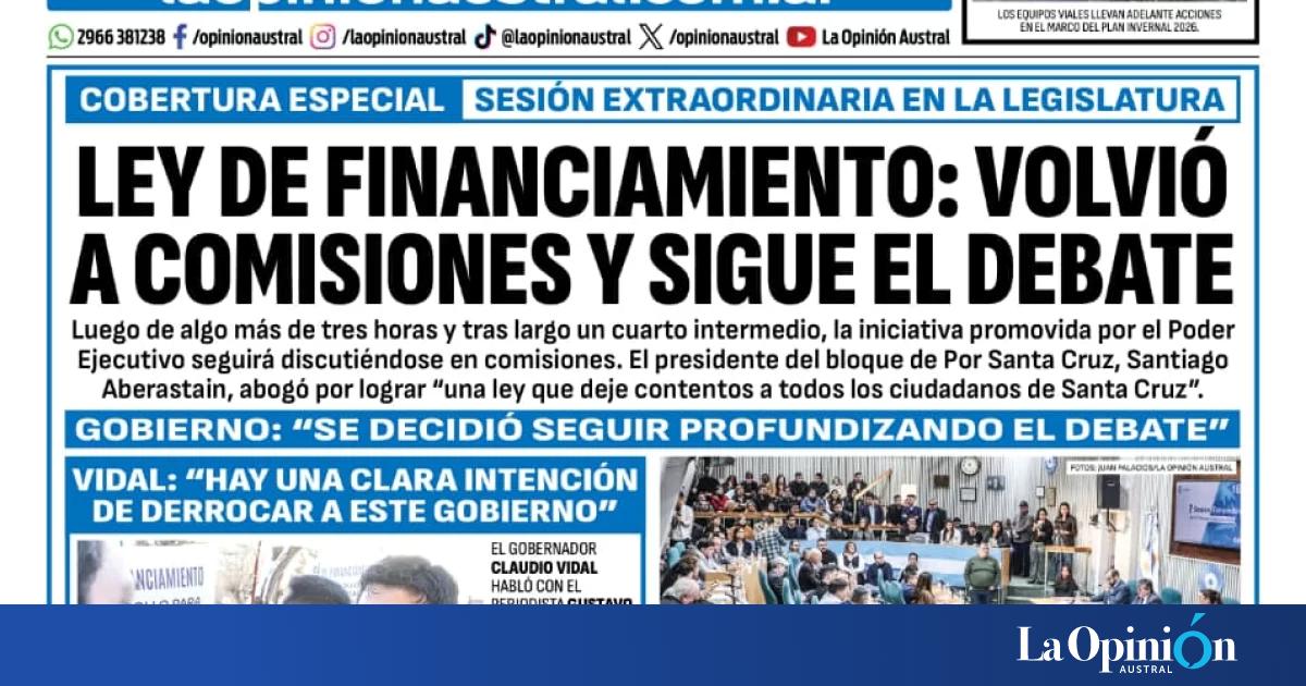Tapa del Diario La Opinión Austral del sábado 13 de junio de 2026, Río ...